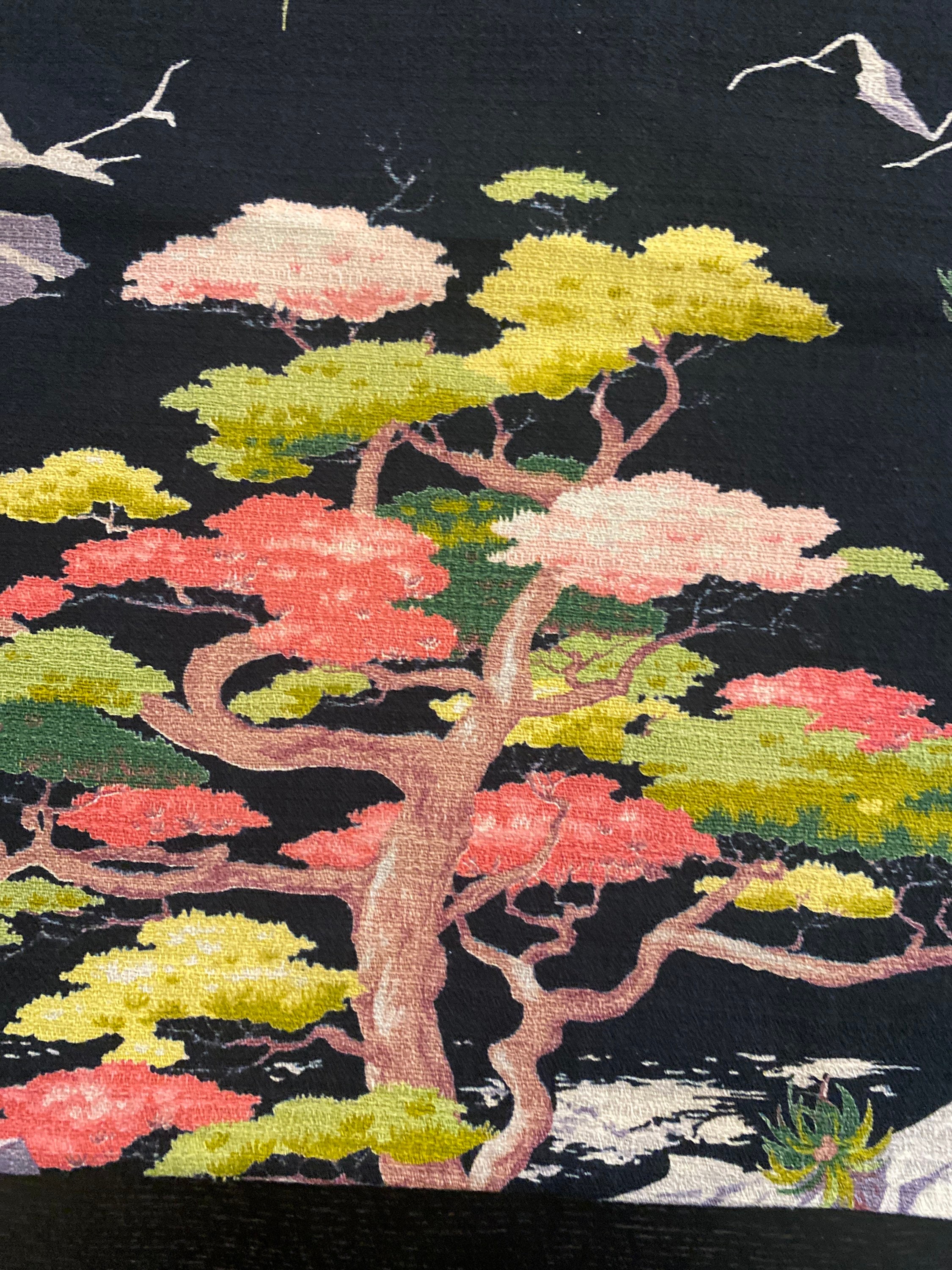 Vintage Barkcloth Bonsai Trees Black Ground 19" X 19" Pillow - Etsy
