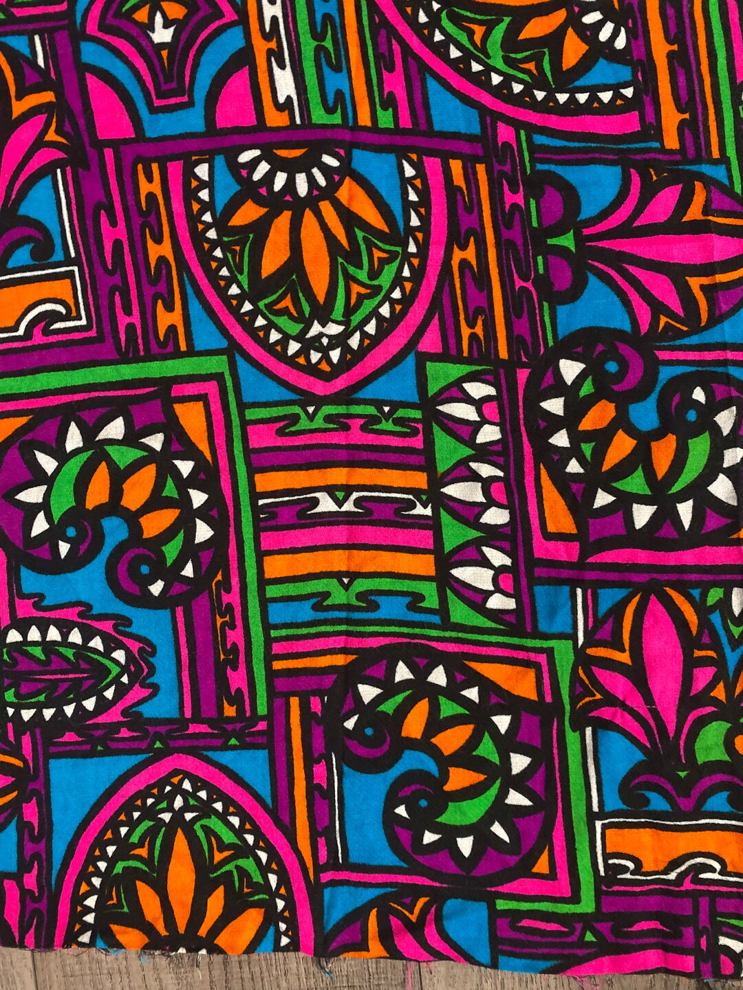 Vintage Fabric Remnant Stain Glass Pattern Brights 18”’x 44” - Etsy