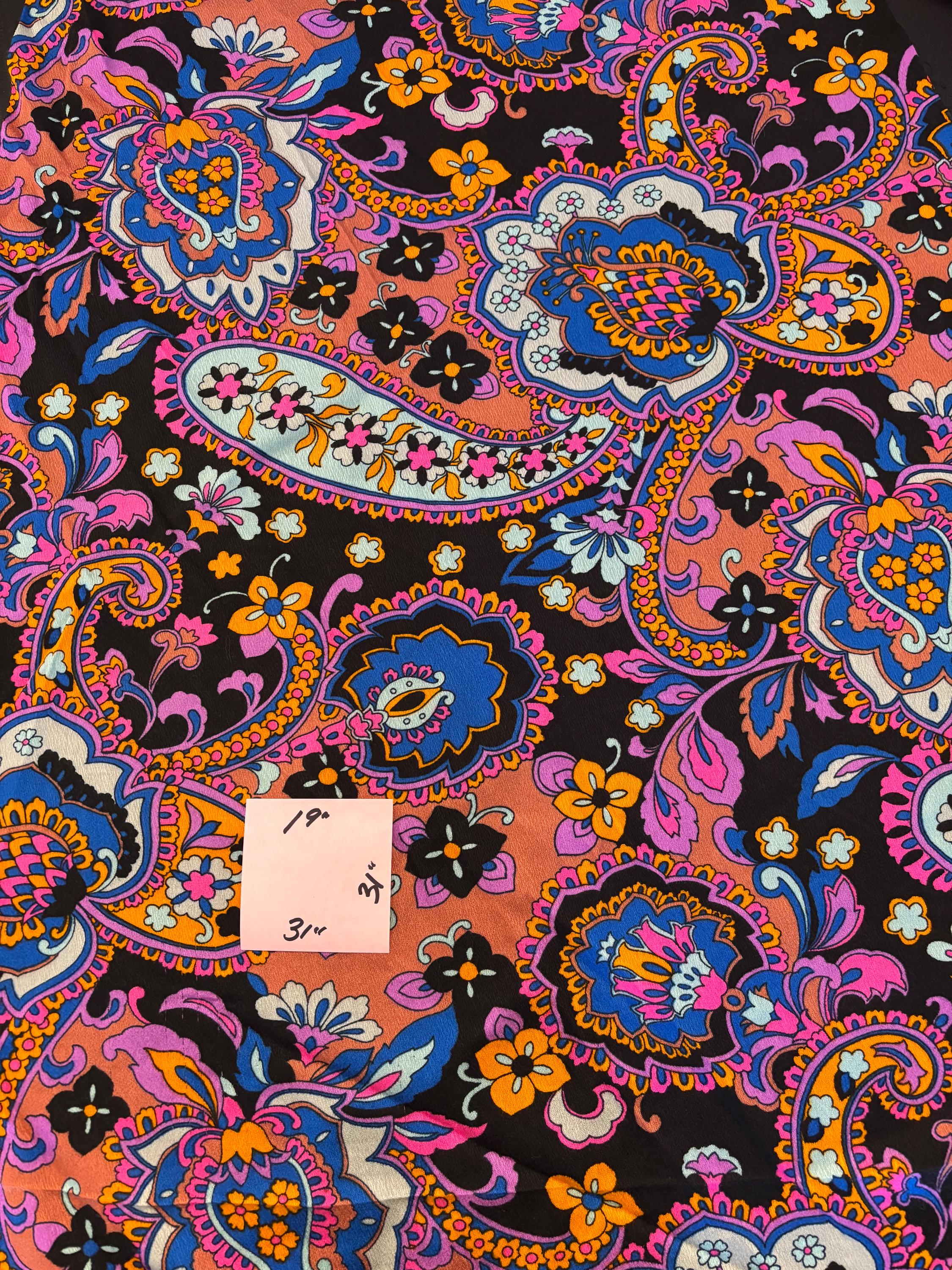 Lot of 2 Vintage 1960’s Paisley Prints Backcloth Remnants. Orange ...