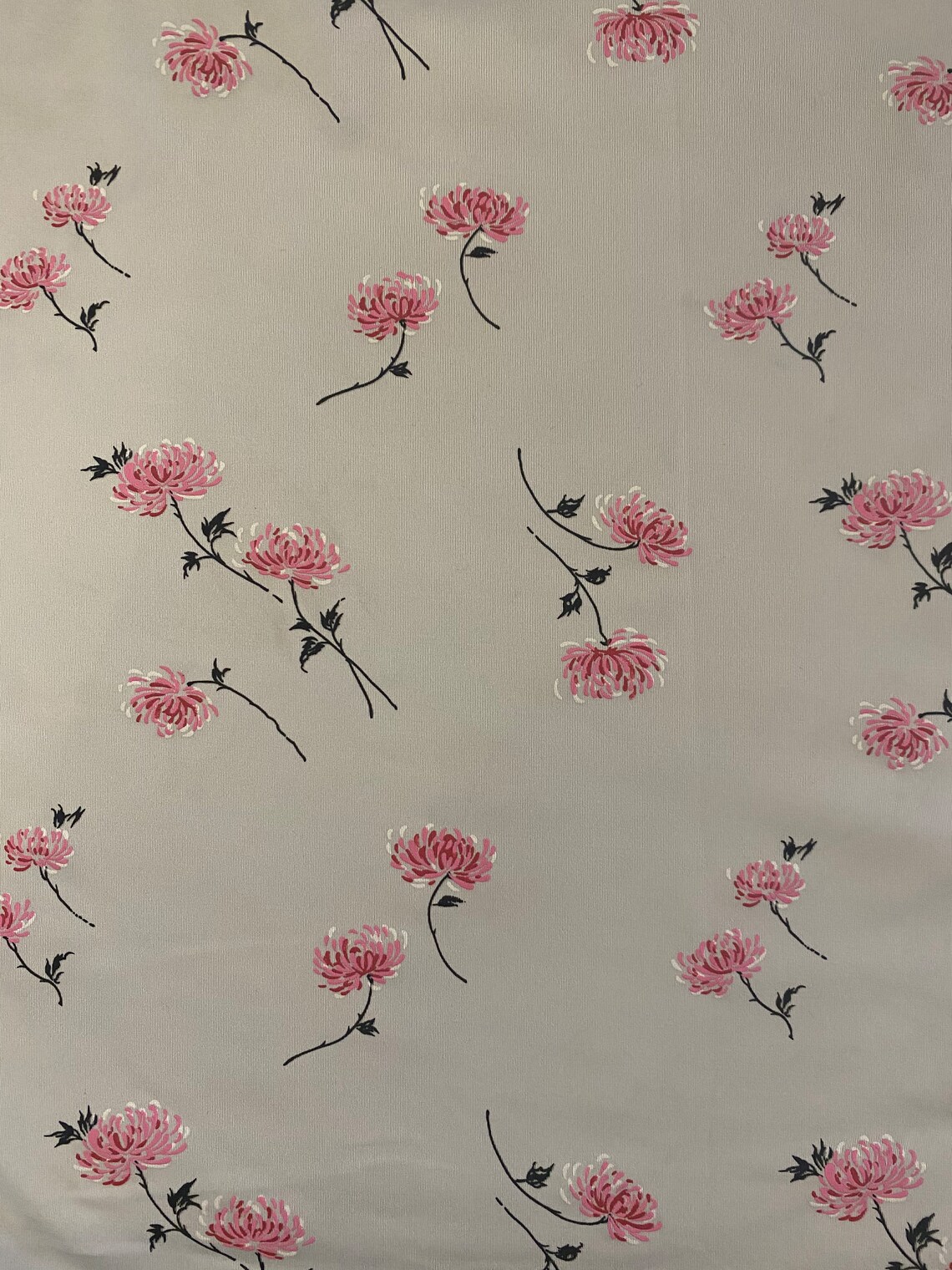 4 Way Stretch Knit Fabric Pale Gray With Pink Chrysanthemum Print 4 ...