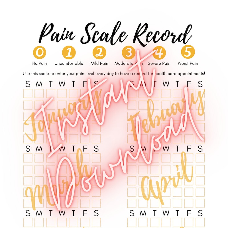Printable Pain Scale - Etsy