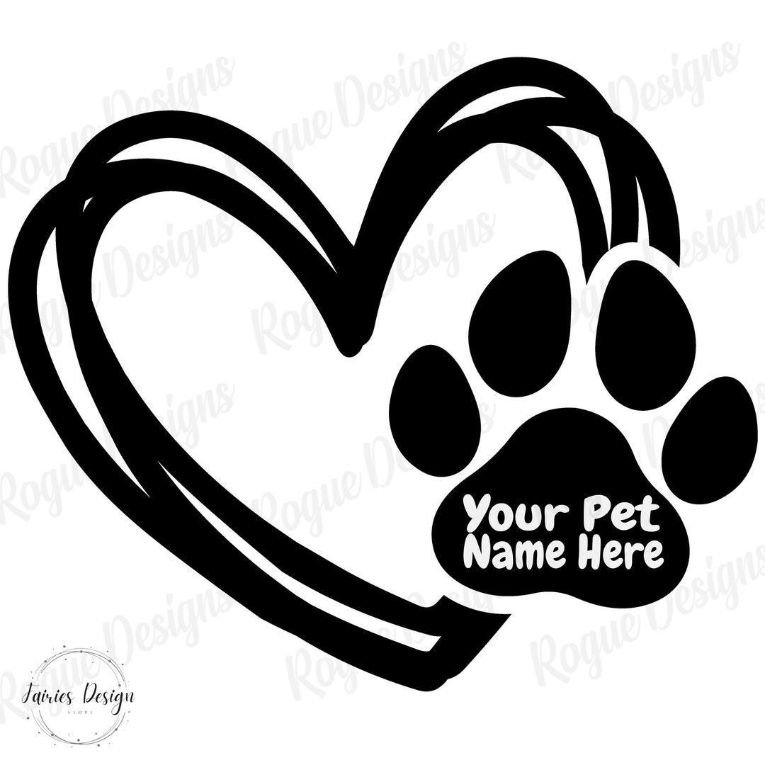 Custom Puppy Paw Heart Car Decal/pet Decal /dog Mom/pet Lover Decal/pet ...