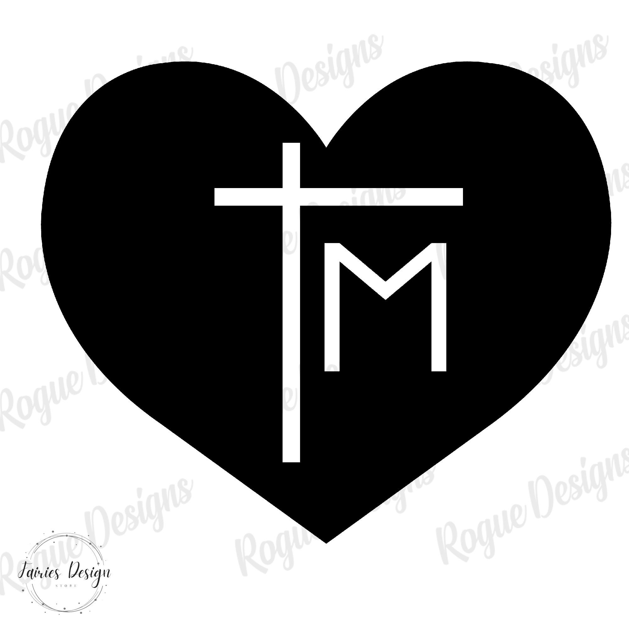 Marian Cross Heart Decal 2 Colors, Christian Decal, Cross Sticker ...