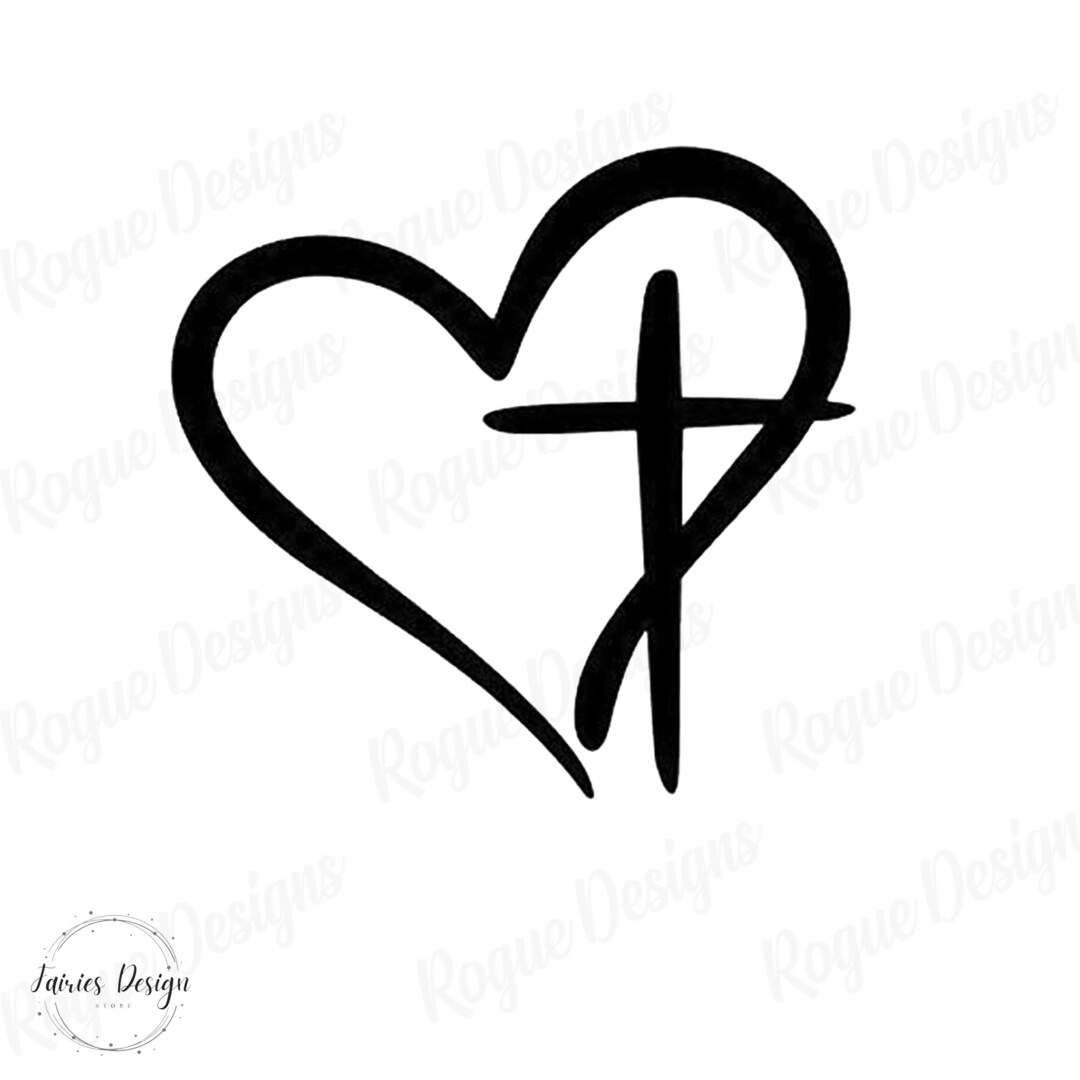 Cross Heart HTV Iron on Decal. - Etsy
