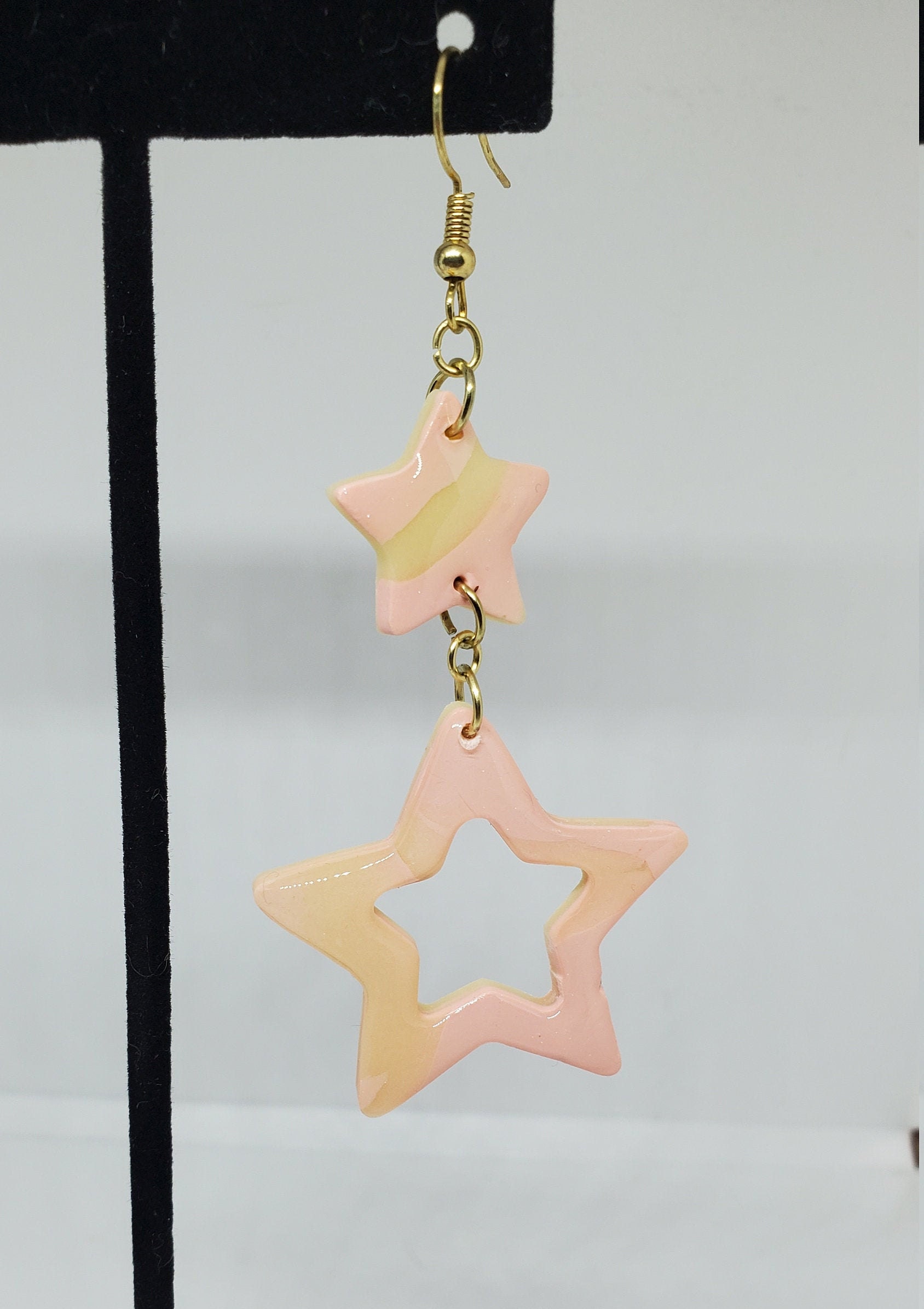 Light Pink Star Earrings Glows in the dark | Etsy