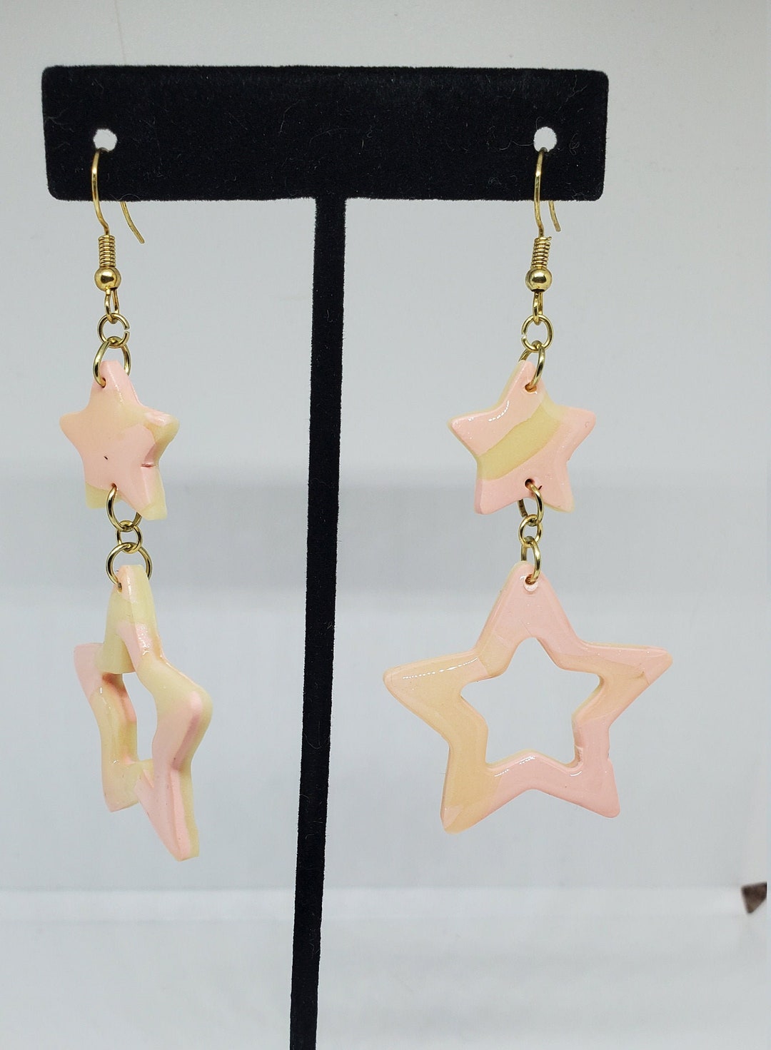 Light Pink Star Earrings glows in the Dark - Etsy