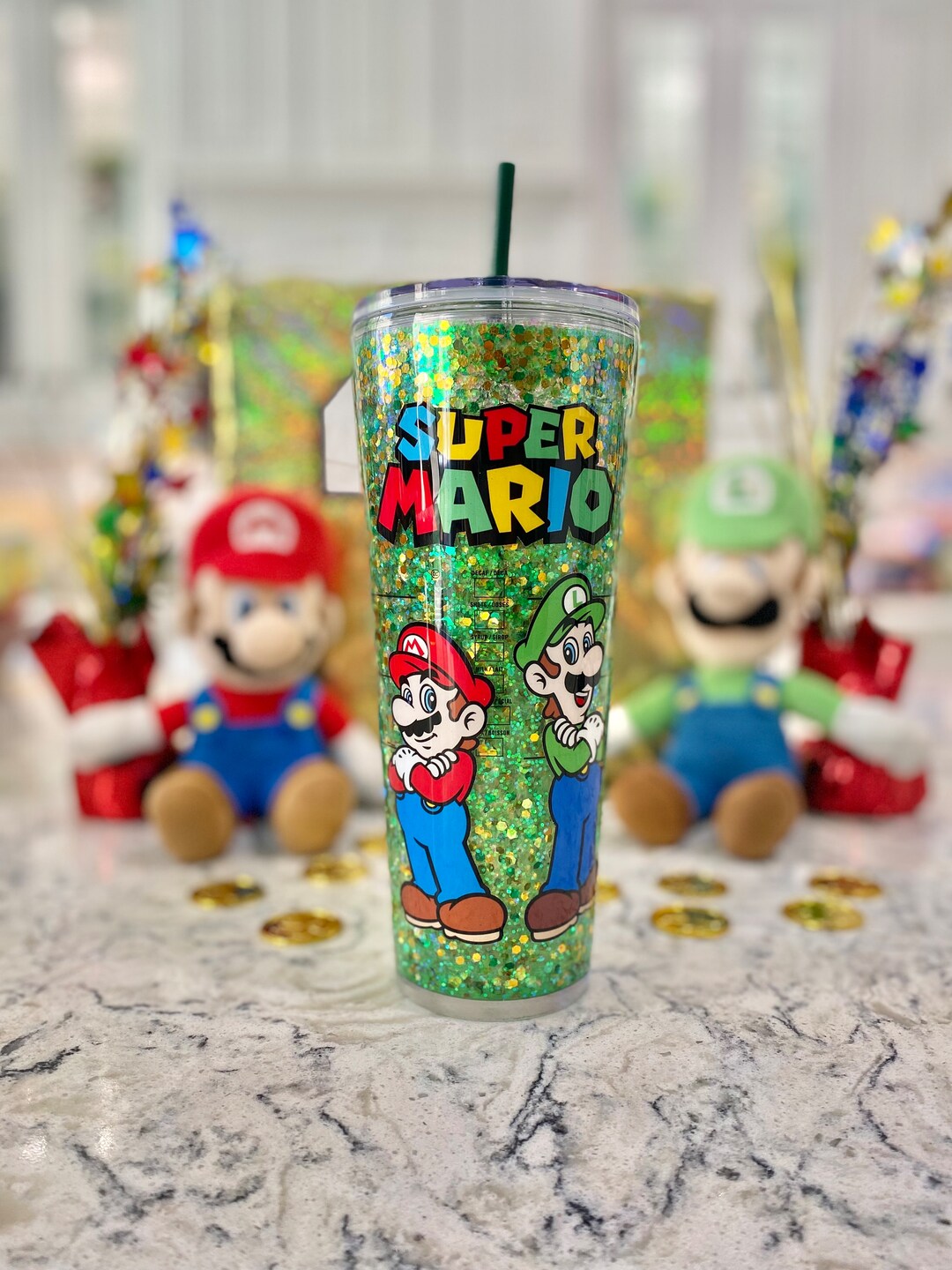 Super Mario Brothers Starbucks Snow Globe Tumbler - Etsy