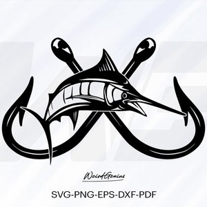 Crossed Fish Hooks Svg, Marlin Svg, Bass Fishing Svg, Fisherman Svg ...
