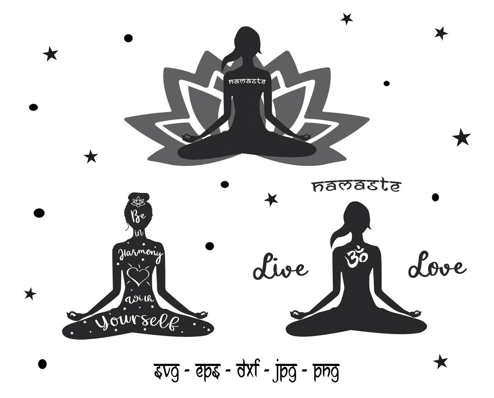 Namaste SVG Bundle Meditation SVG Yoga SVG Motivational | Etsy