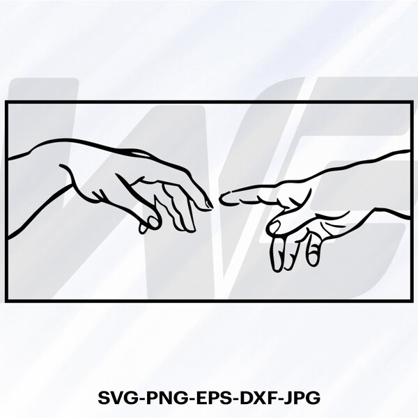 Hands of God Line Art - Etsy