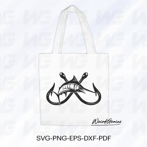 Crossed Fish Hooks Svg, Marlin Svg, Bass Fishing Svg, Fisherman Svg ...
