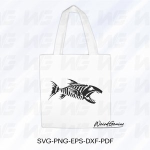 Skeleton Fish Svg, Fish Bone Svg, Piranha Svg, Decal, Vinyl. , Vector ...