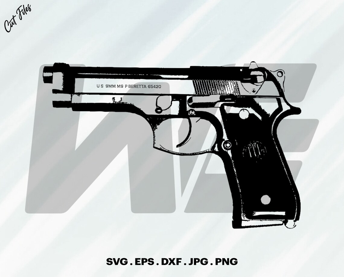 Handgun Svg Gun Svg Hand Gun Stencil Beretta M9 Svg M9 - Etsy