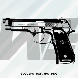 Handgun Svg, Gun Svg, Hand Gun Stencil, Beretta M9 Svg, M9 Svg, Pistol ...