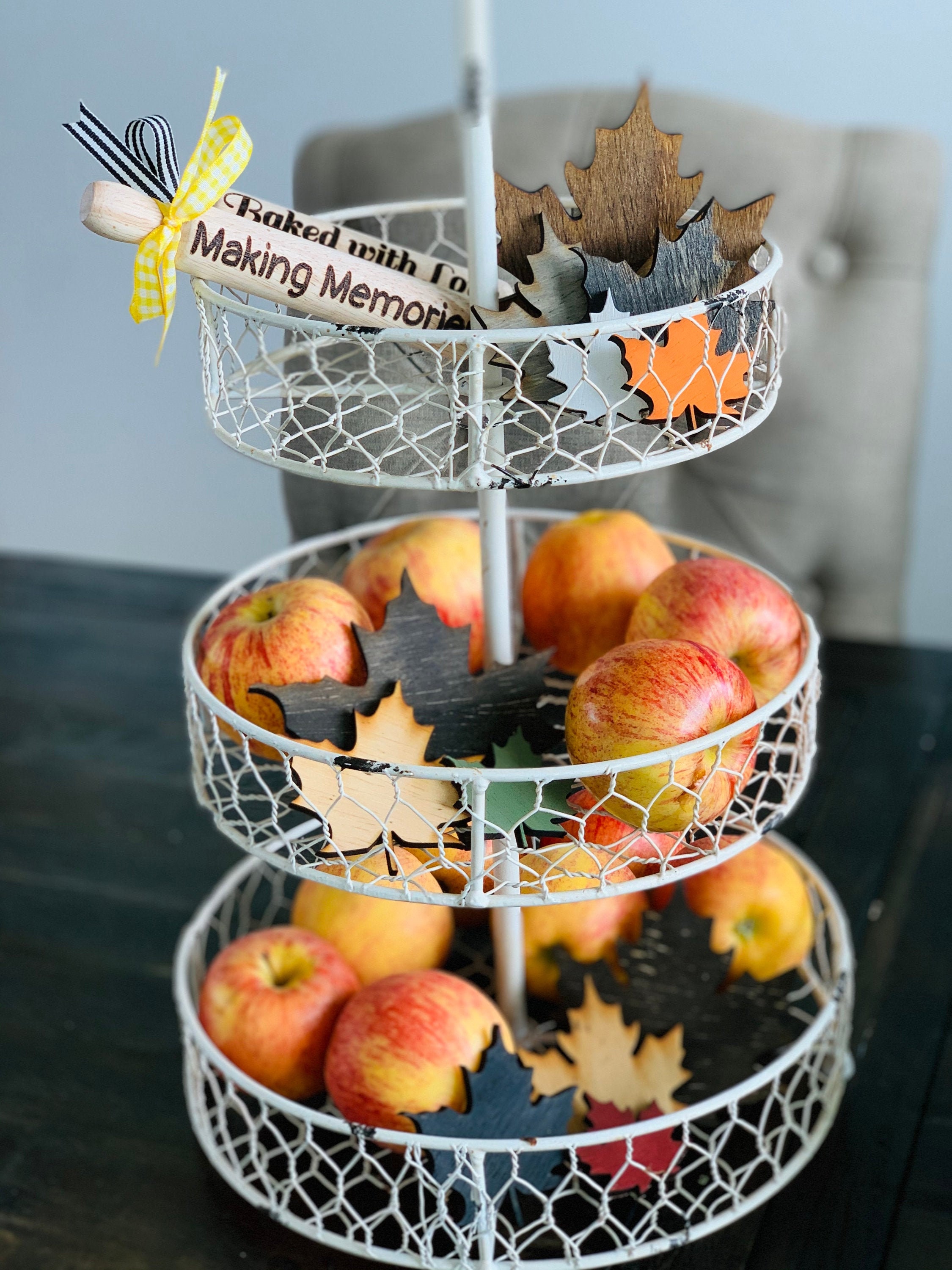 Set of Wood Leaves Wood Leaf Fall Decor Basket Filler | Etsy