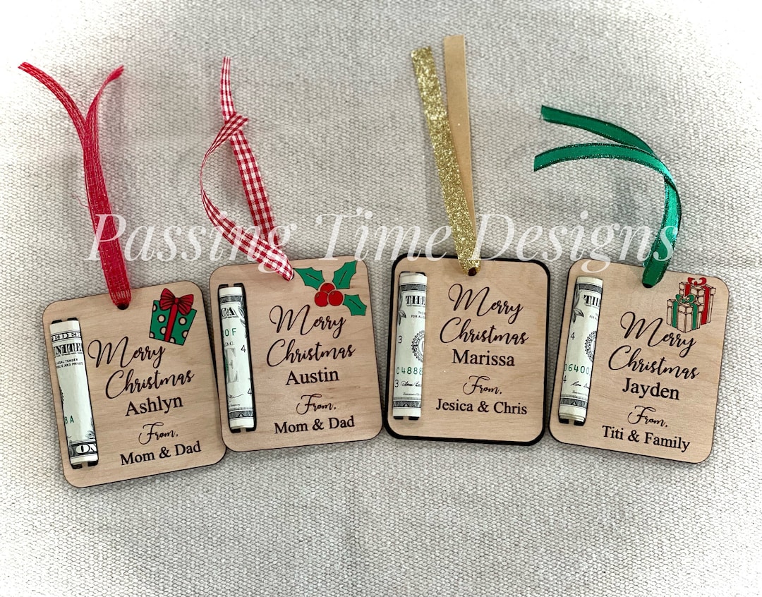 Personalized Money Holder, Gift Tag, Custom Money Holder, Christmas ...