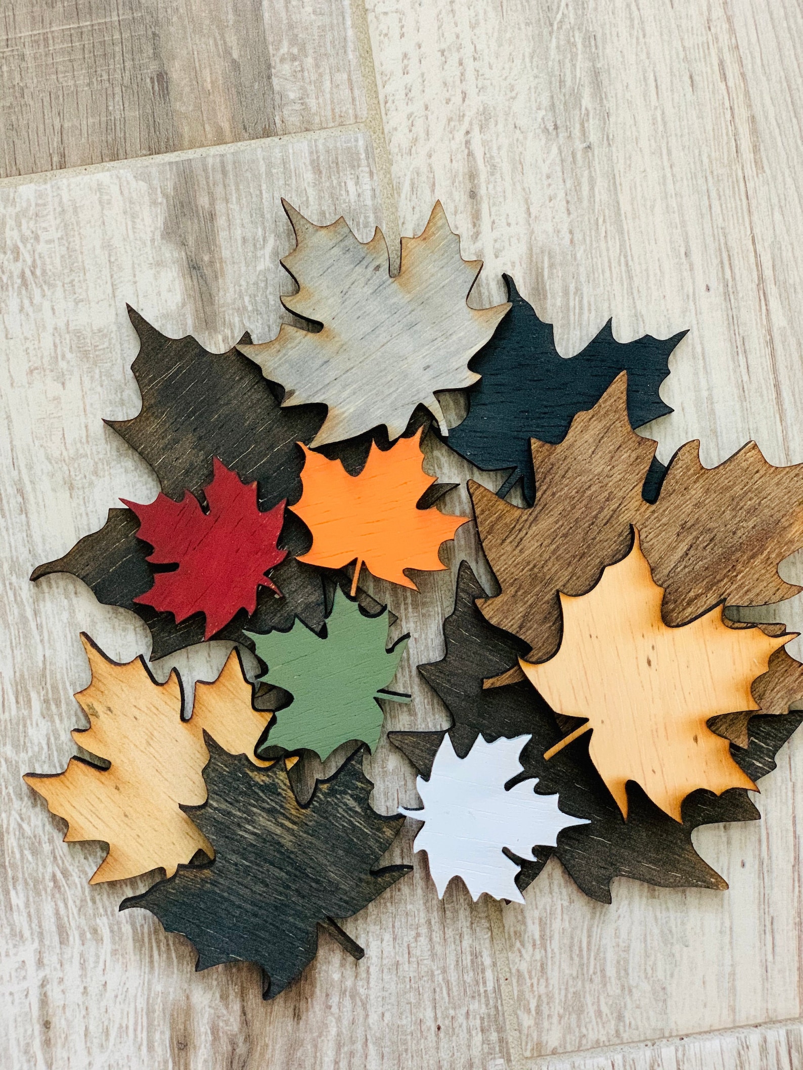 Wood Leaf Set, Fall Tray Decor, Basket or Bowl Filler, Painted or DIY ...