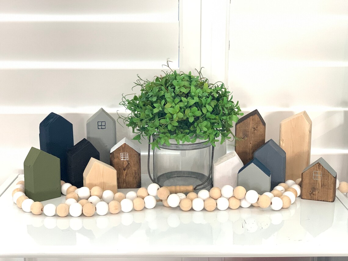 Mini Wood House SETS / Wood House / Farmhouse Decor / Rustic | Etsy