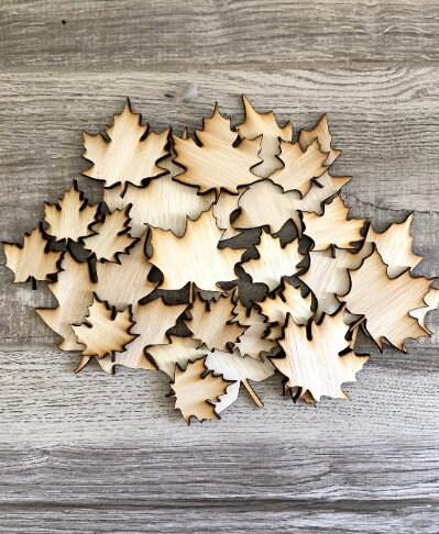 Set of Wood Leaves Wood Leaf Fall Decor Basket Filler | Etsy