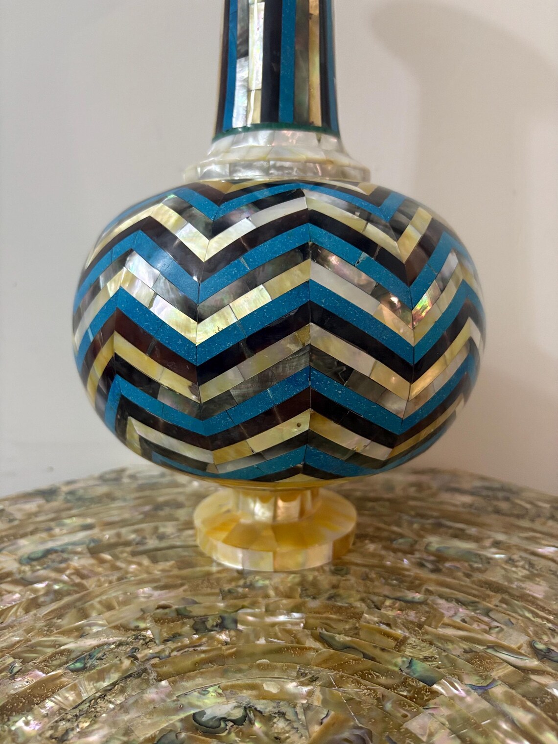 Inlay Marble Vase | Handmade Mother of Pearl & Shell Art | Luxury Home ...