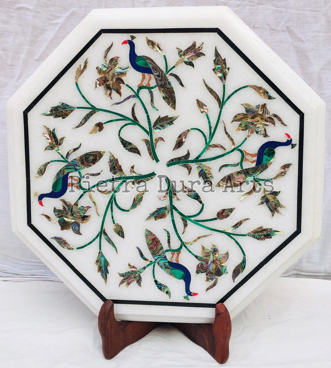 Marble Inlay Table Top Peacock Design 12x12inches ready to Dispatch - Etsy