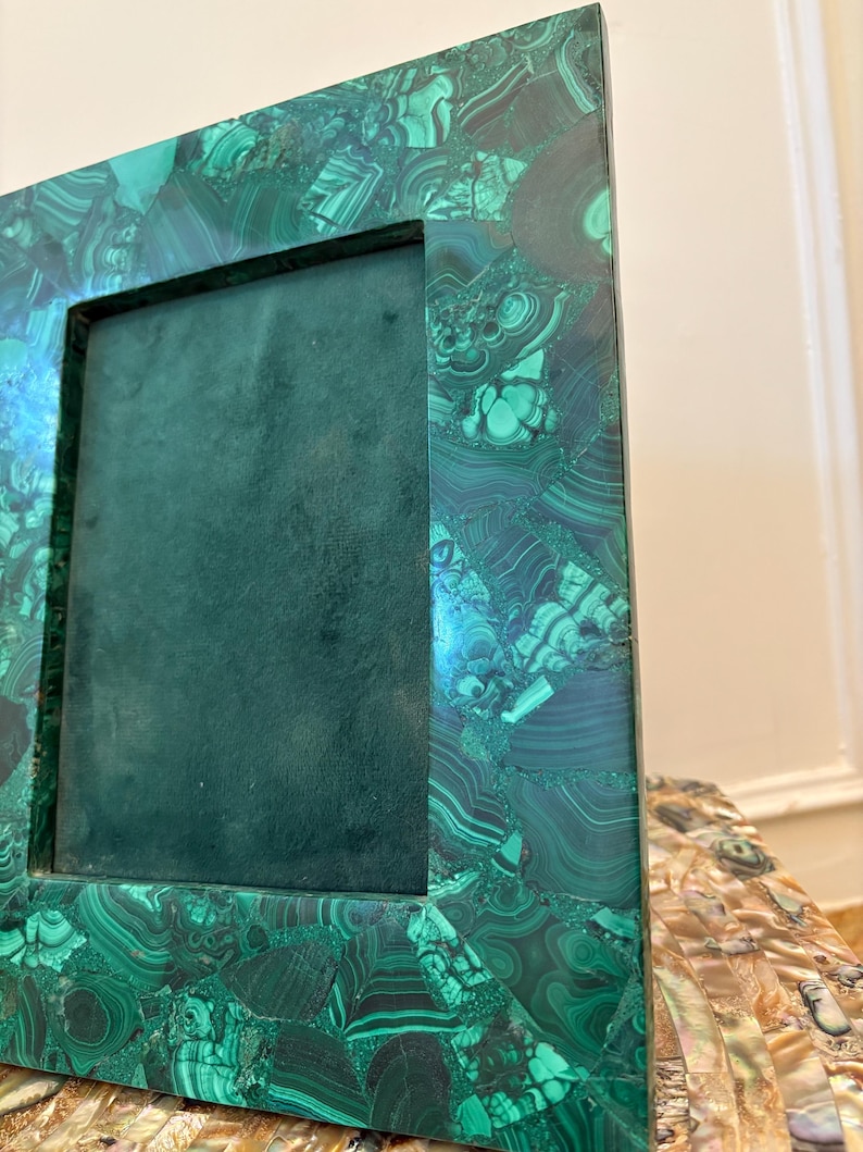 Handcrafted Malachite Photo Frame Luxurious Green Gemstone Picture ...