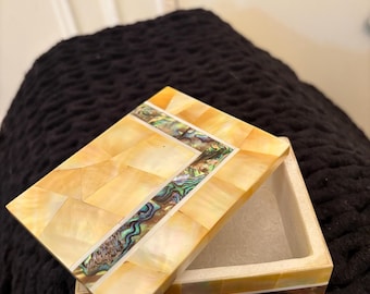 Elegant Mother-of-pearl Jewelry Box – Handcrafted Geometric Design ...