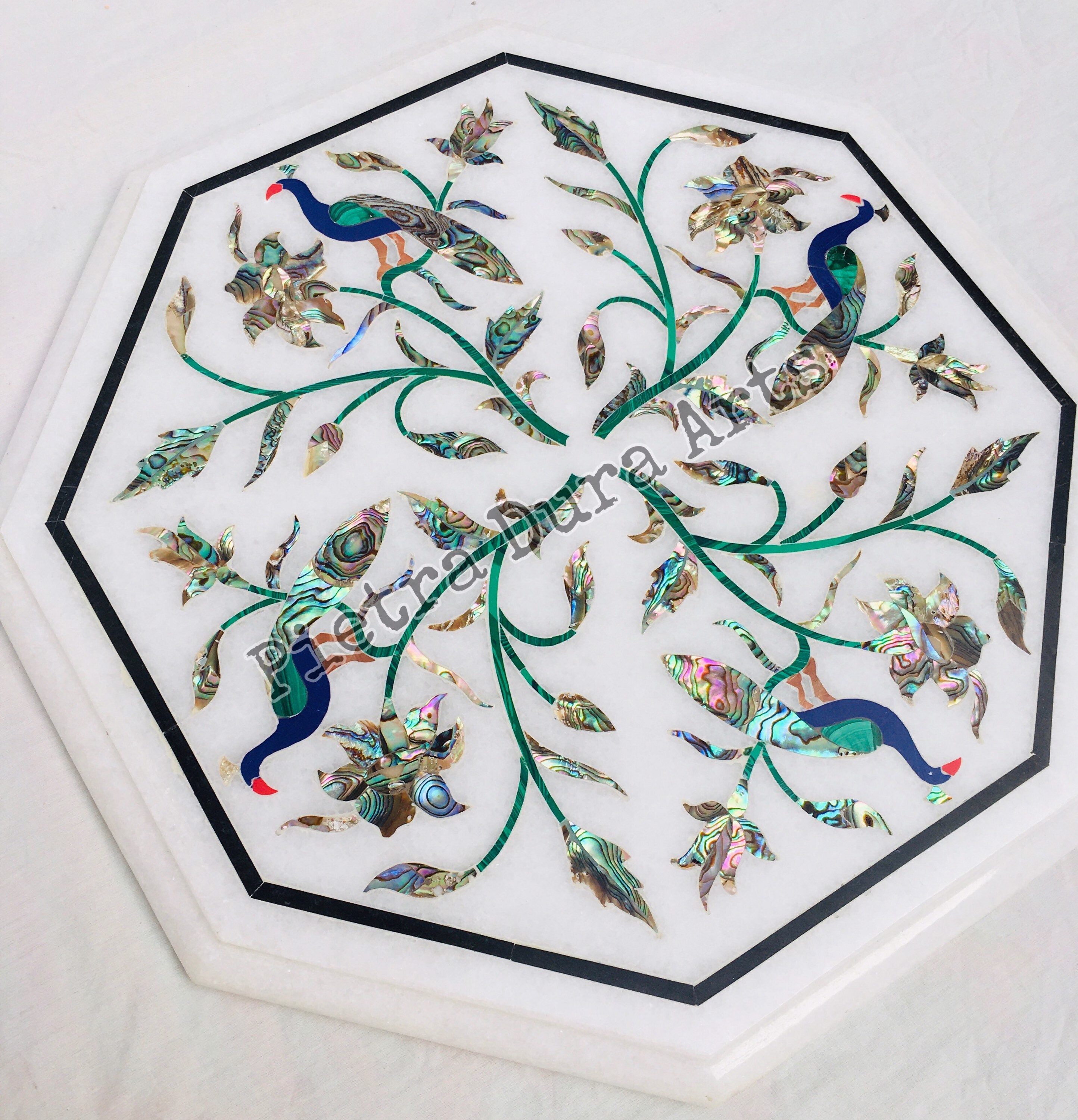 Marble Inlay Table Top Peacock Design 12x12inches ready to Dispatch - Etsy