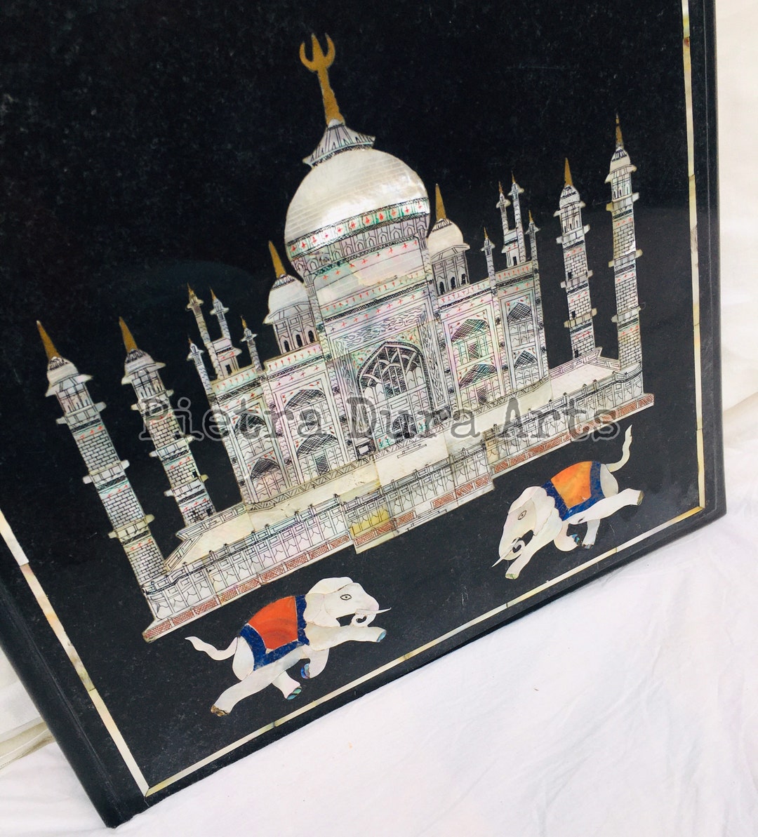 Black Taj Mahal Marble Table Top “12x12”inches , White Marble Coffee ...