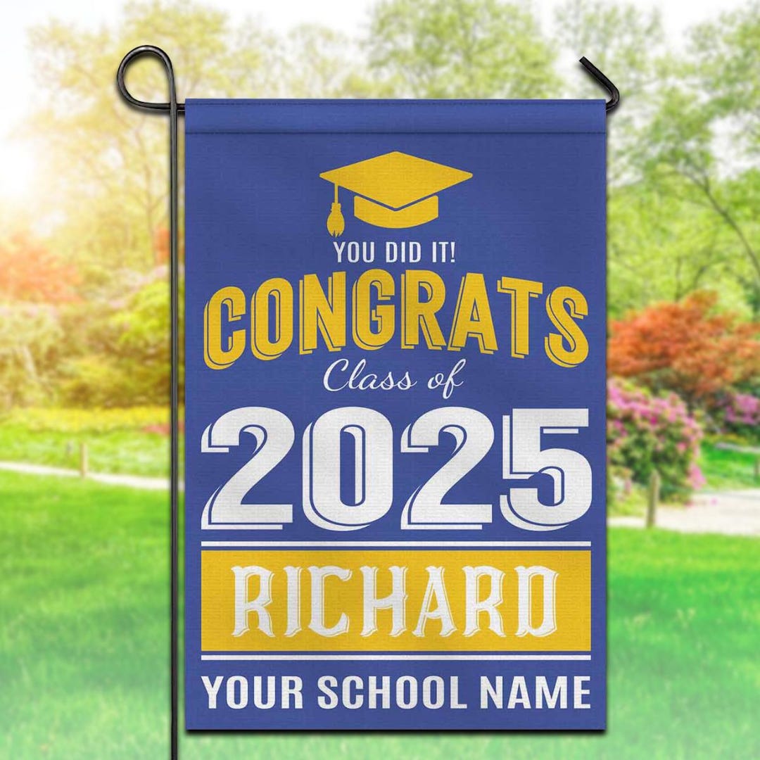 Personalized Graduation Garden Flag Custom Name School Outdoor