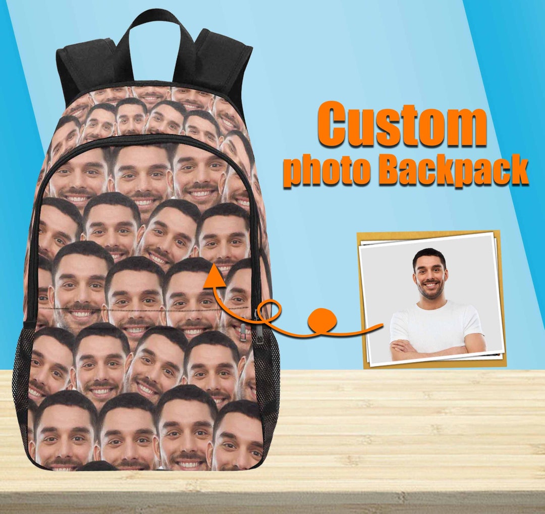 Personalized Photo Backpack: Custom Face Book Bag - Etsy