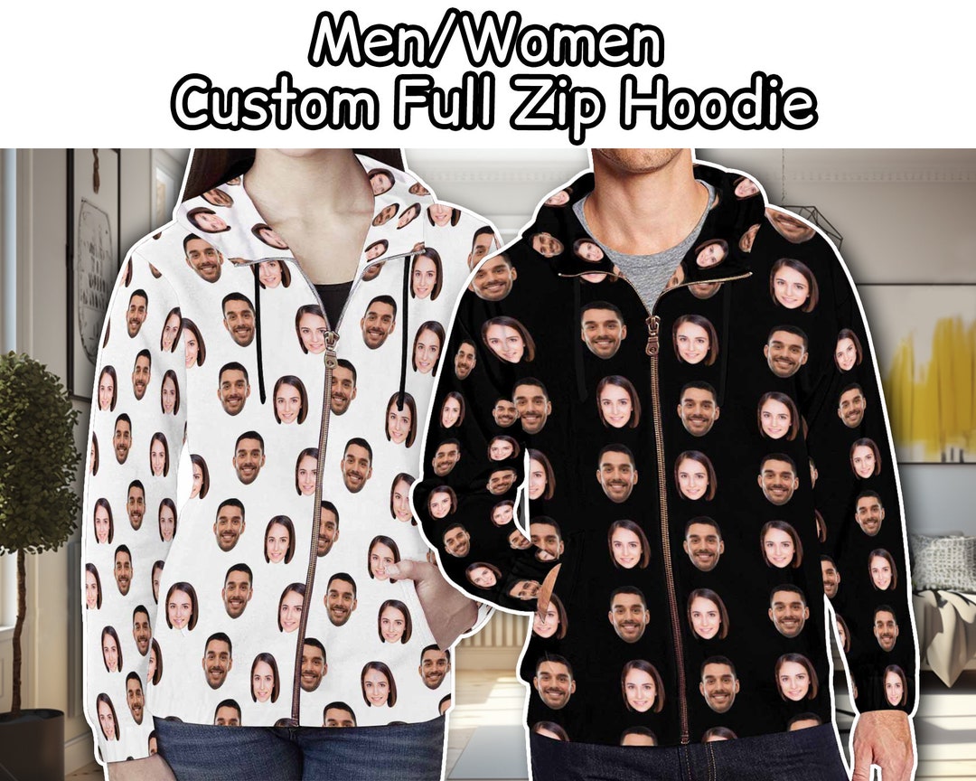 Custom Zip up Hoodie for Couples, Personalized Hoodies With Face ...