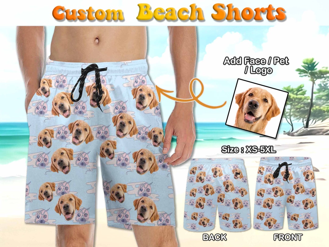 Custom Dog Face Swim Shorts, Personalized Beach Shorts With Photo, Best ...