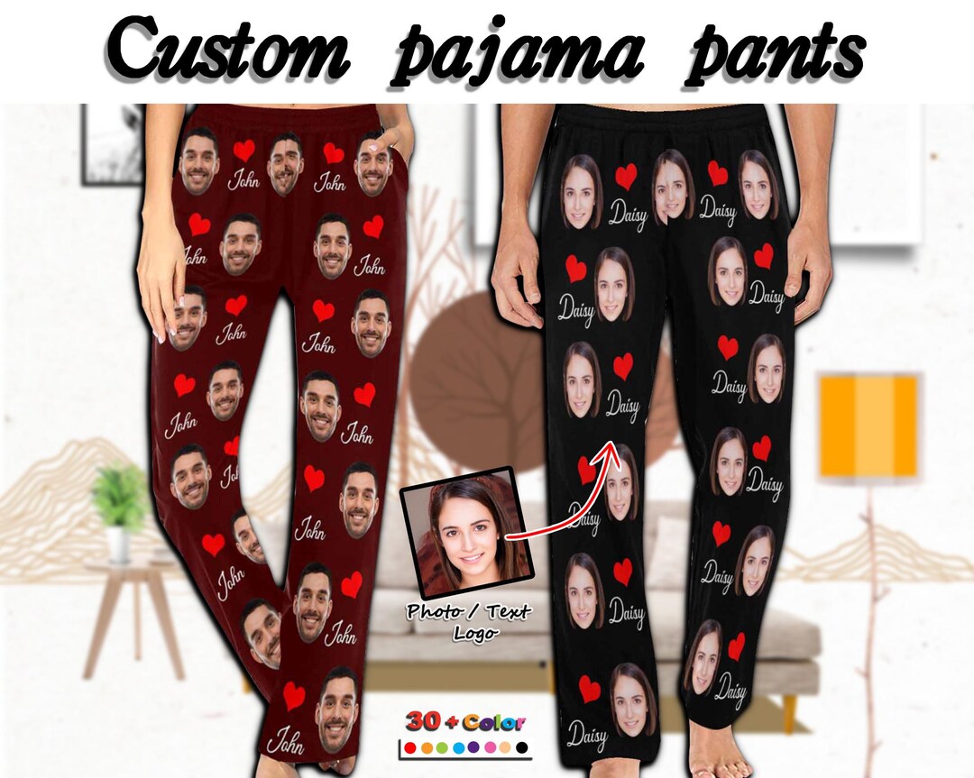 Custom Pajama Pants,personalize Pajama Pants With Your Face,woman/men ...