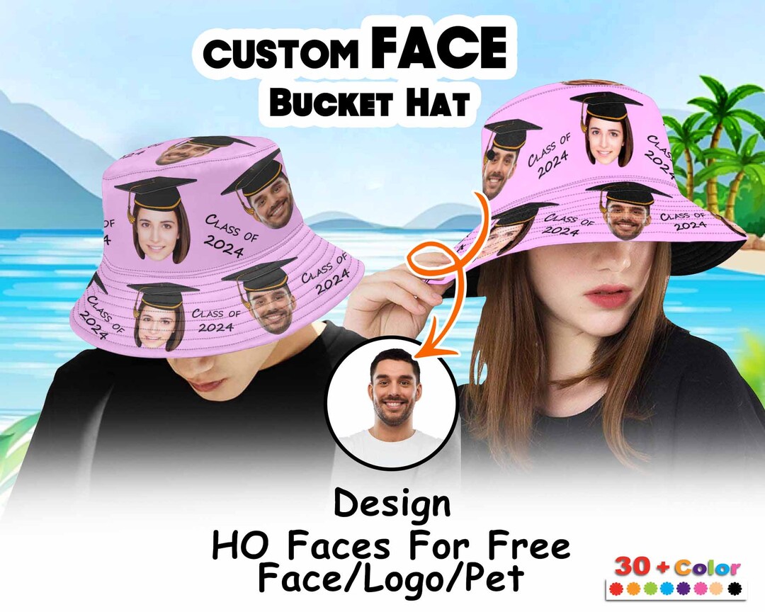 Custom Face Bucket Hat, Photo Graduation Gift - Etsy