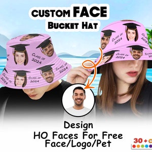 Custom Unisex Bucket Hat With Face, Personalize Photo/name Wide Brim ...