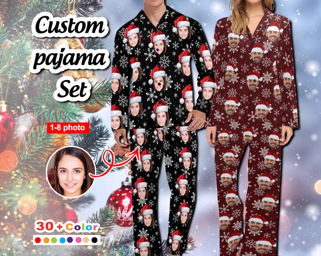 Custom Pajama Set,custom Pajama With Photo,personalized Pajamas,face ...