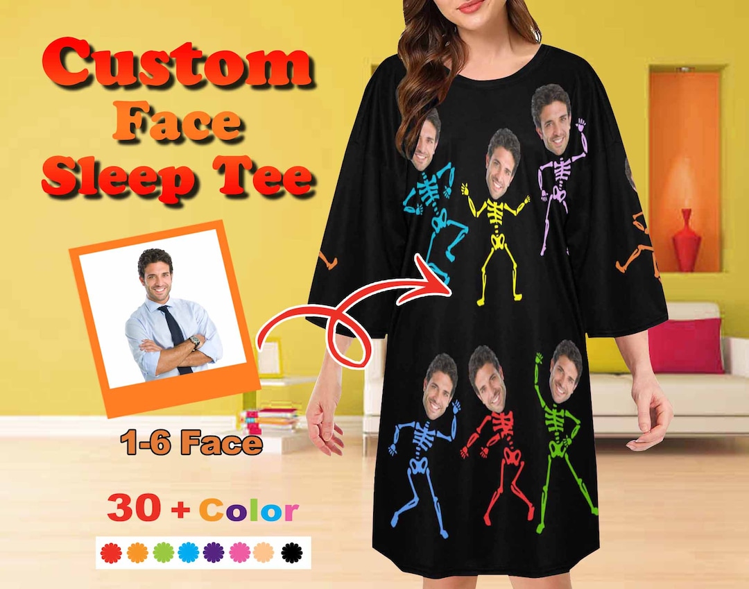 Custom Funny Face Pajama, Personalized Photo Pajama Tee ,custom Face ...