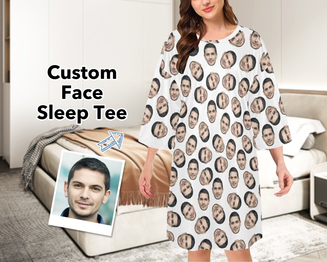 Custom Face Sleepshirt, Funny Personalized Photo Nightshirt, Womens ...