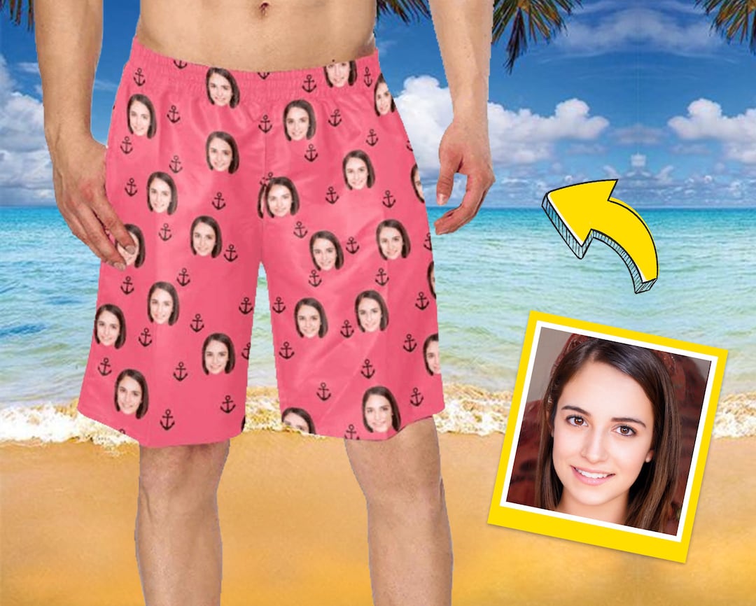 Custom Face Swim Trunks, Swimwear Personalized Photo Beach Shorts, Men ...