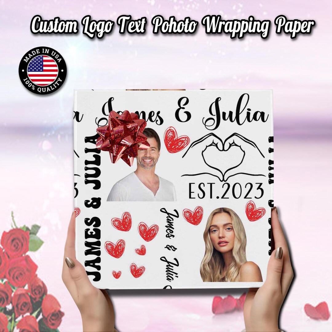 Custom Photo Couples Paper,personalized Wrapping Paper,wedding Date All ...
