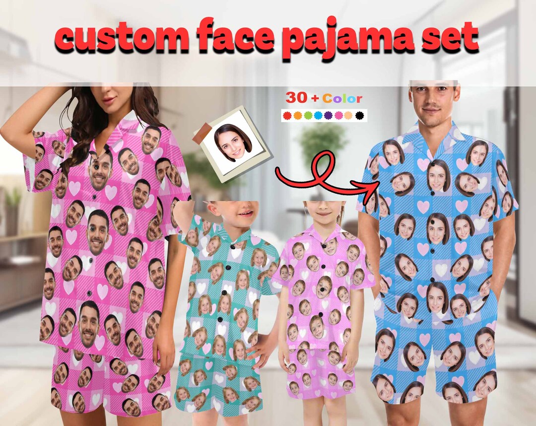 Personalized Pajama Set With Face, Custom Pajamas With Photo, Picture ...