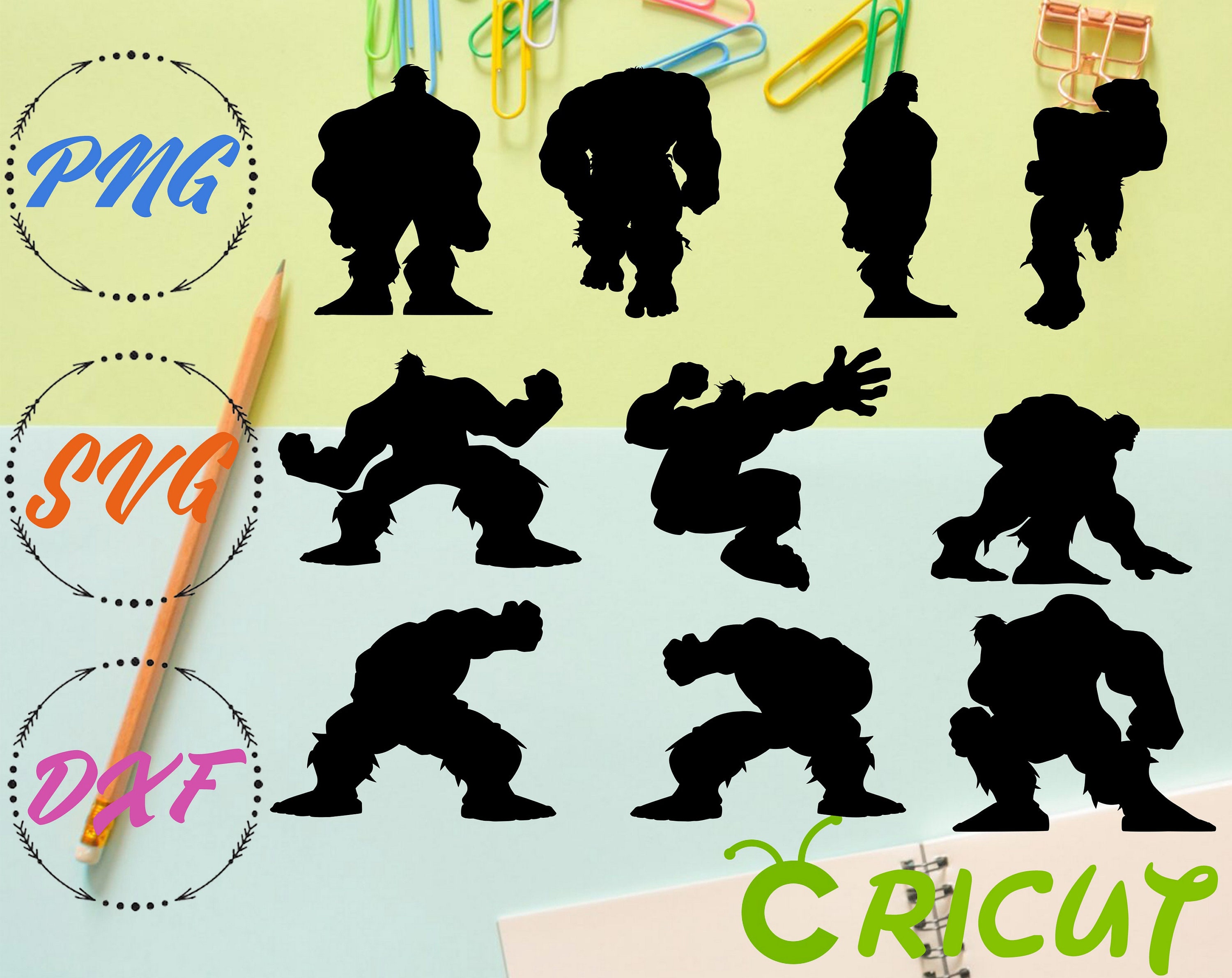 Paquete de silueta Hulk Hulk svgpng dxf Marvel cómics | Etsy
