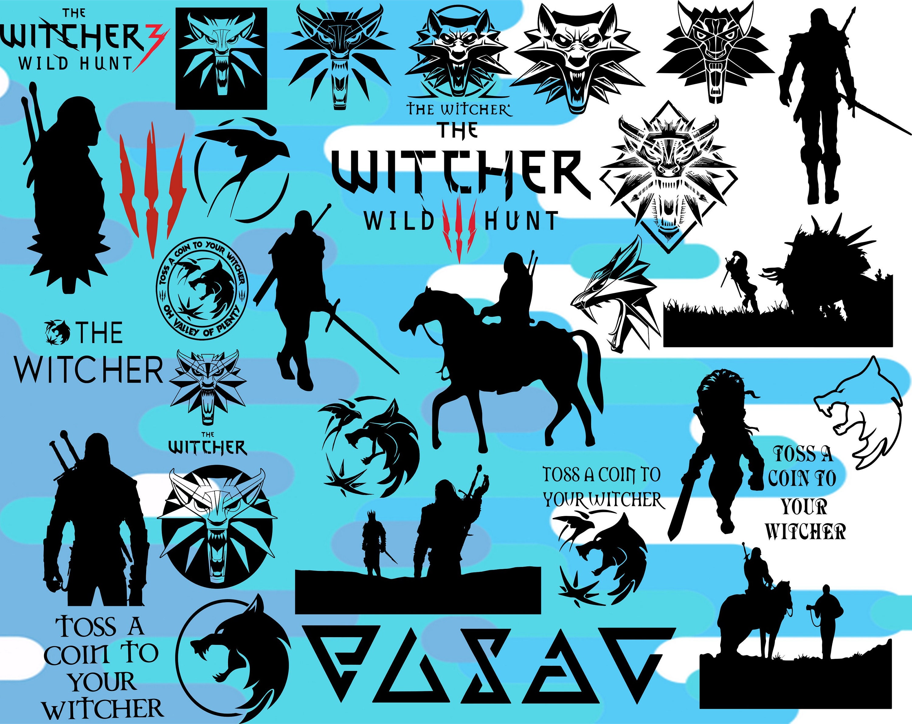 The witcher bundleThe witcher logo svg The witcher svg dxf | Etsy