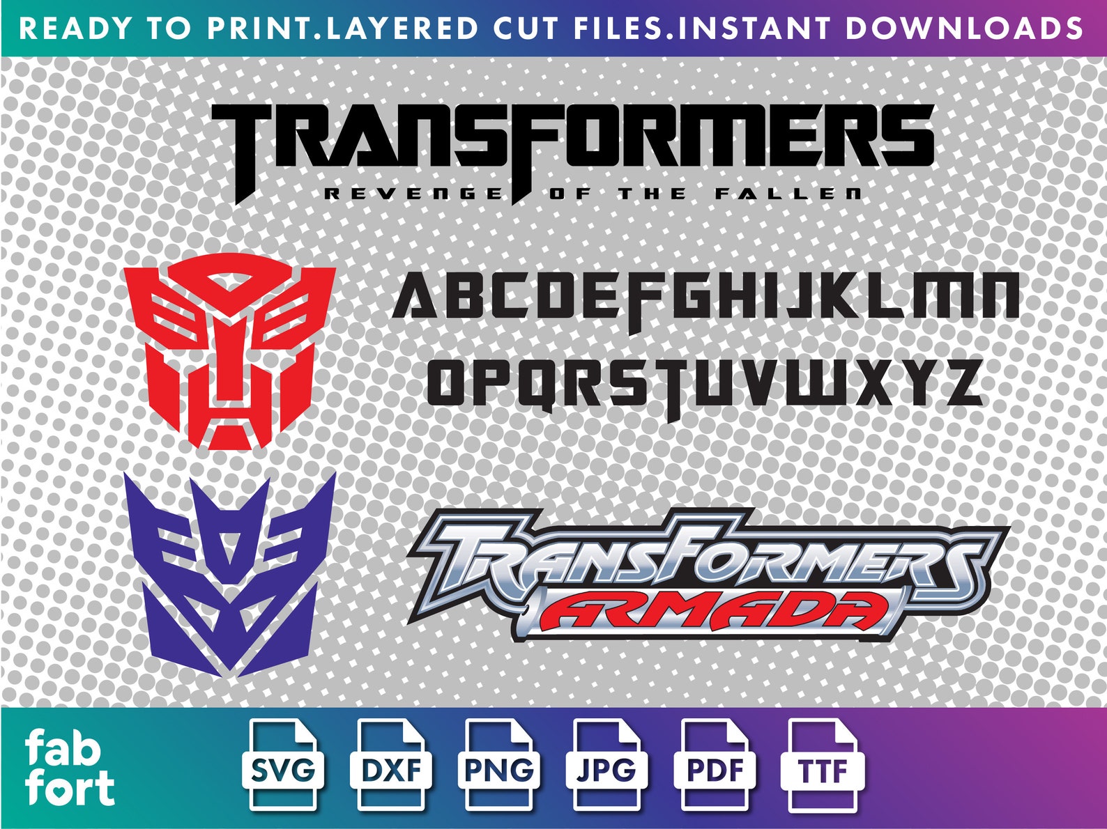 Transformers logo and font SVG_DXF_PNG_JPG_PDF_TTF Cricut Cut | Etsy