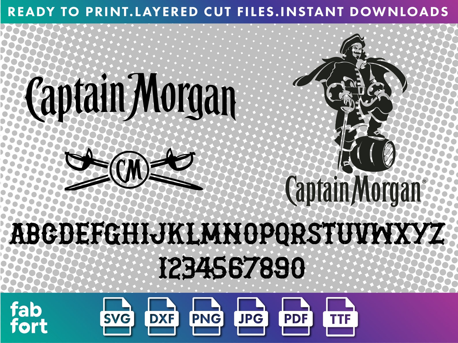 Captain Morgan logo and font SVG_DXF_PNG_JPG_PDF_TTF Cricut | Etsy