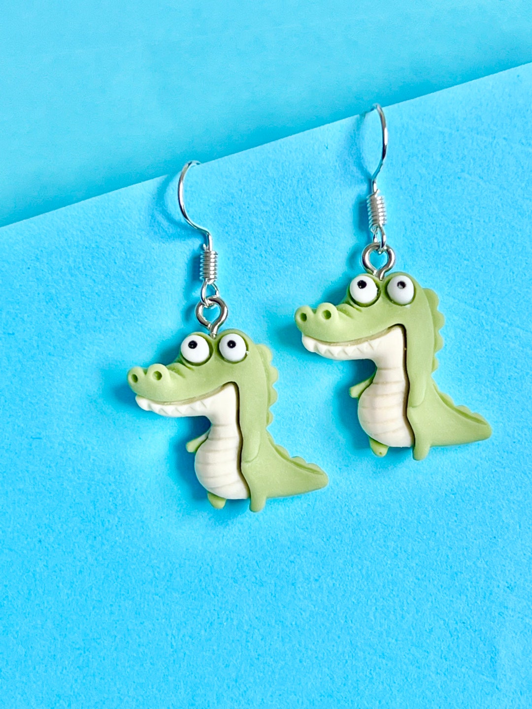 Cheryl the Crocodile Earrings, Fun Funky, Dangler Earrings - Etsy