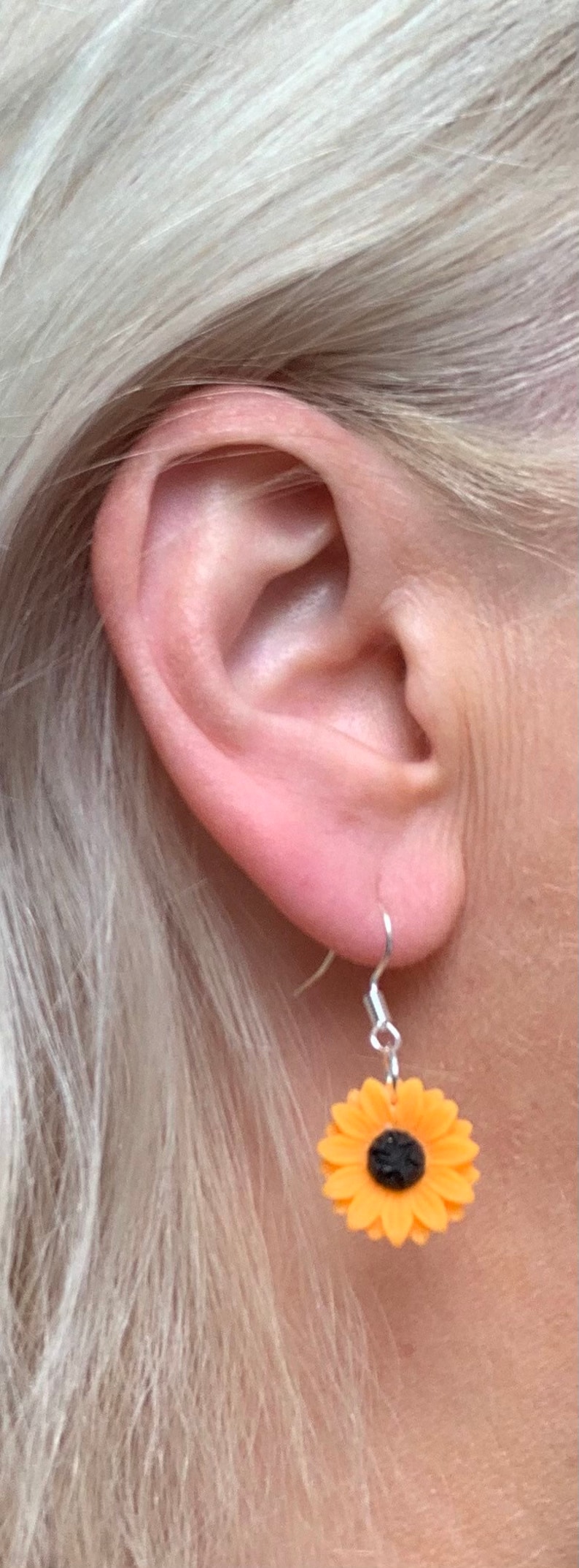 Sunflower Mini Sun Flower Dangler Earrings Yellow/orange - Etsy
