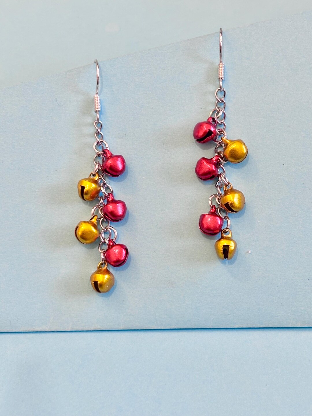 Jingle Bells Dangle Earrings: Red & Gold Christmas Earrings - Etsy