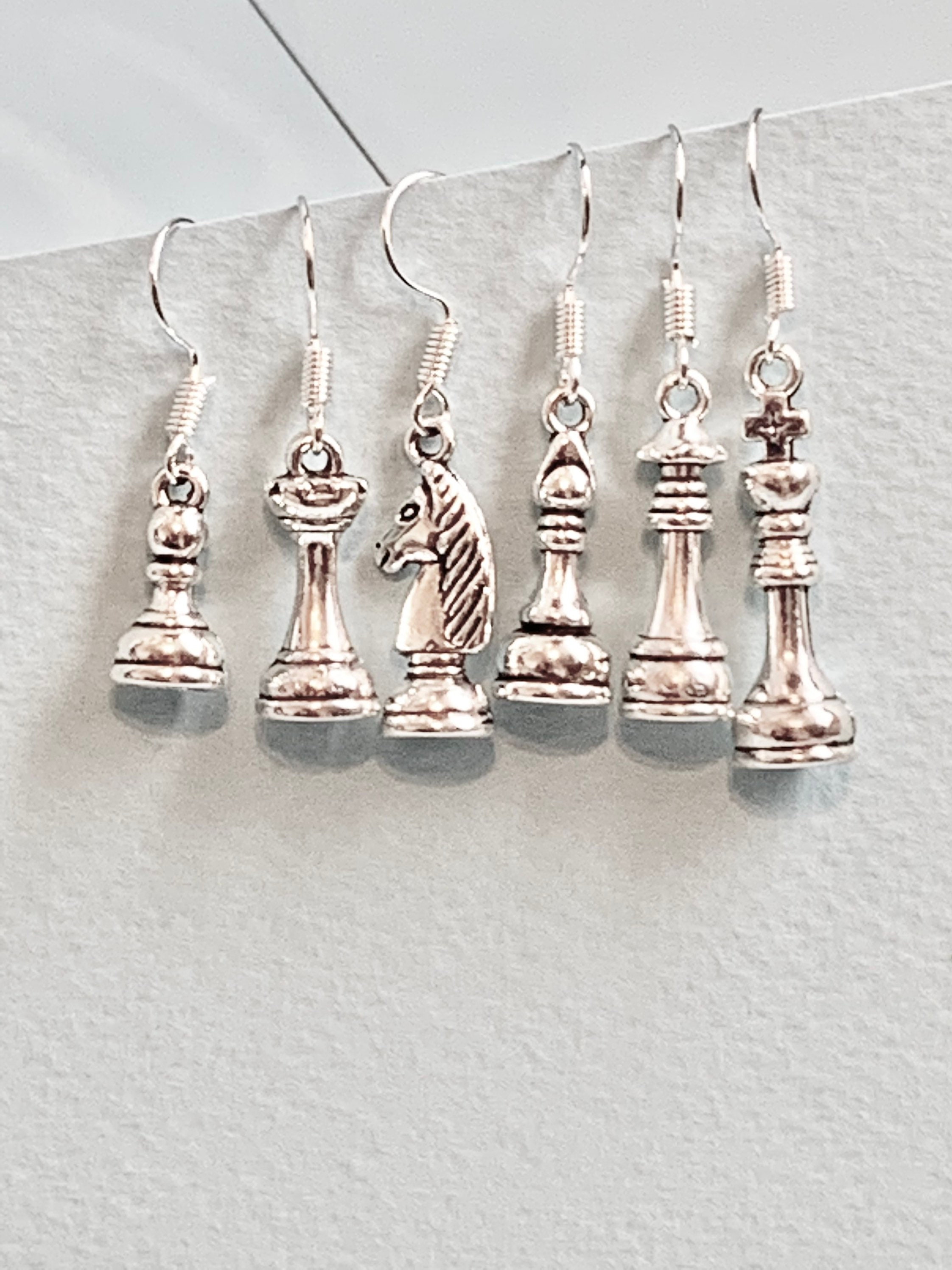 Chess Pieces Dangle Earrings, Quirky Jewellery, Funky, Cute and Fun ...